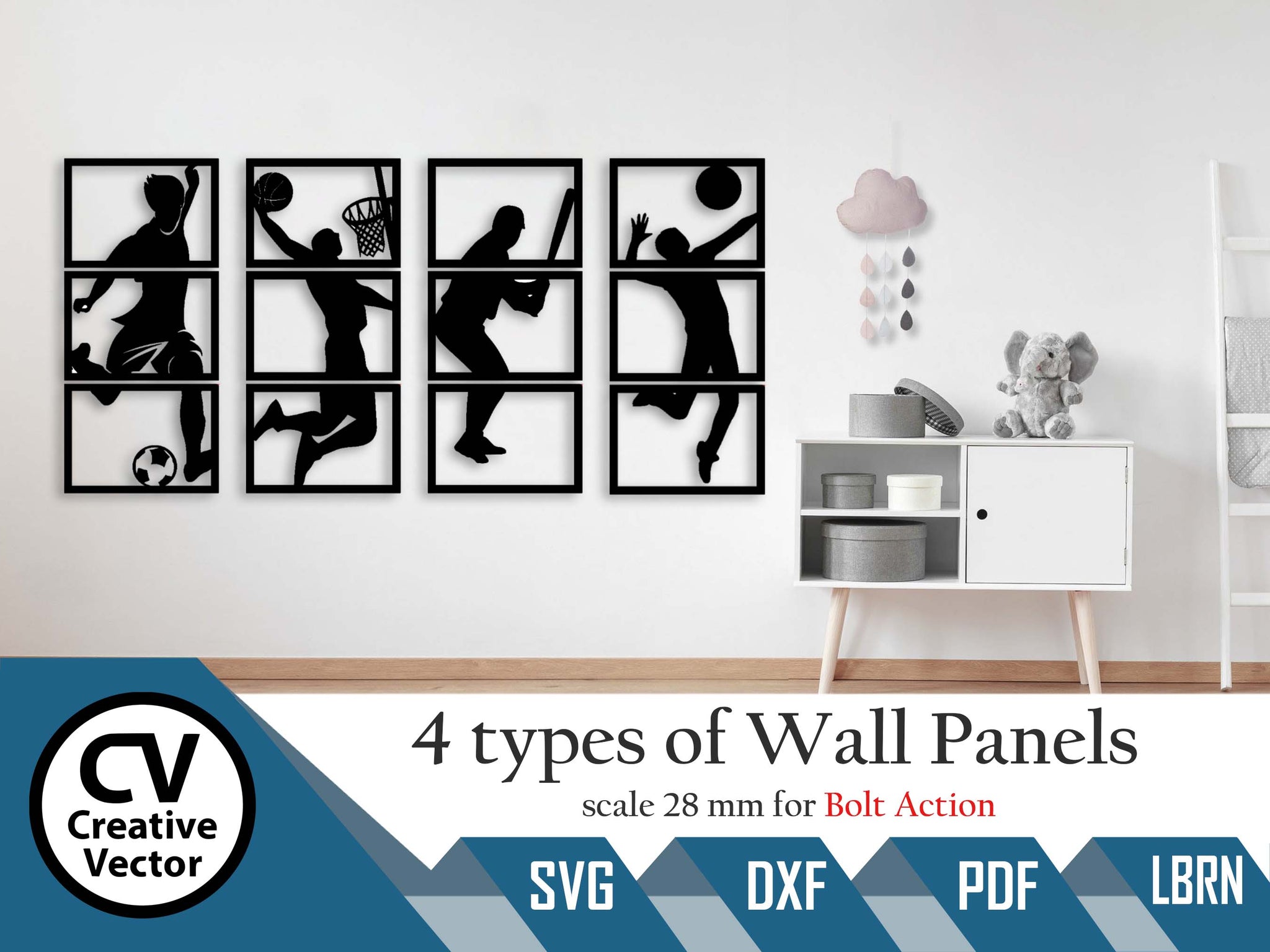 A4x3 sizes 4 types Wall Sports Players panels – Creative Vector