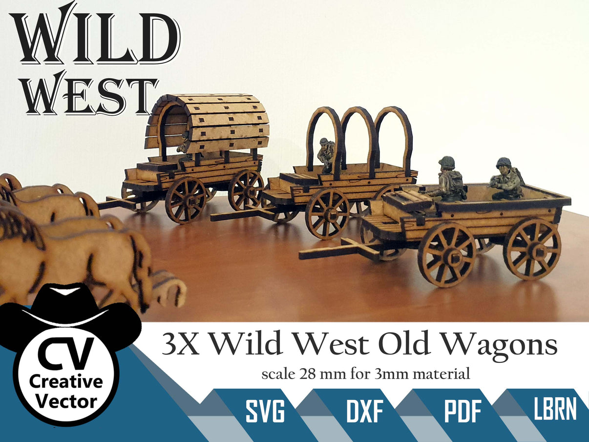 3x Wild West Old Wagons in scale 28mm (1:56) for Wargamers – Creative ...