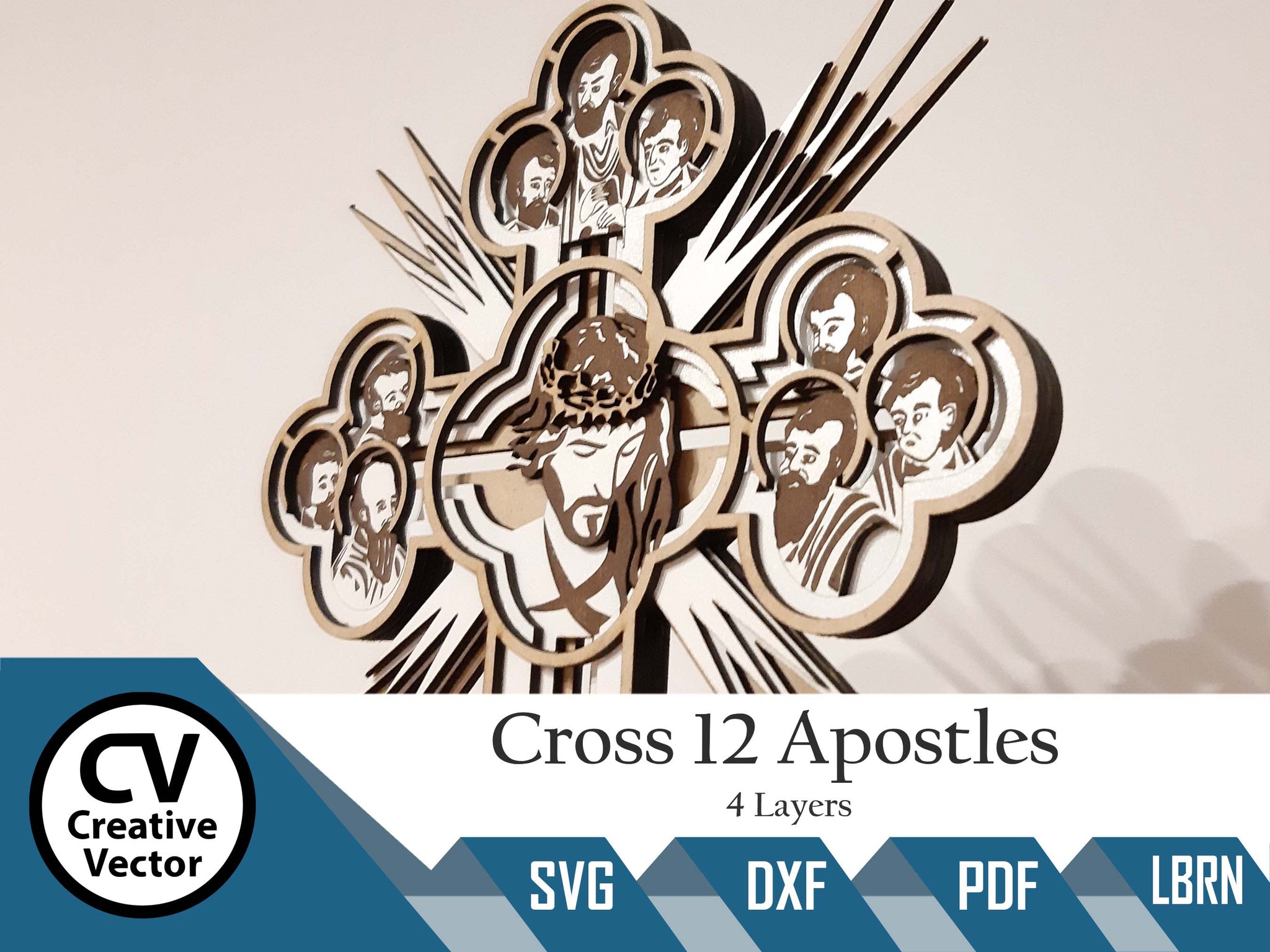 Cross 12 Apostles 4 Layers – Creative Vector