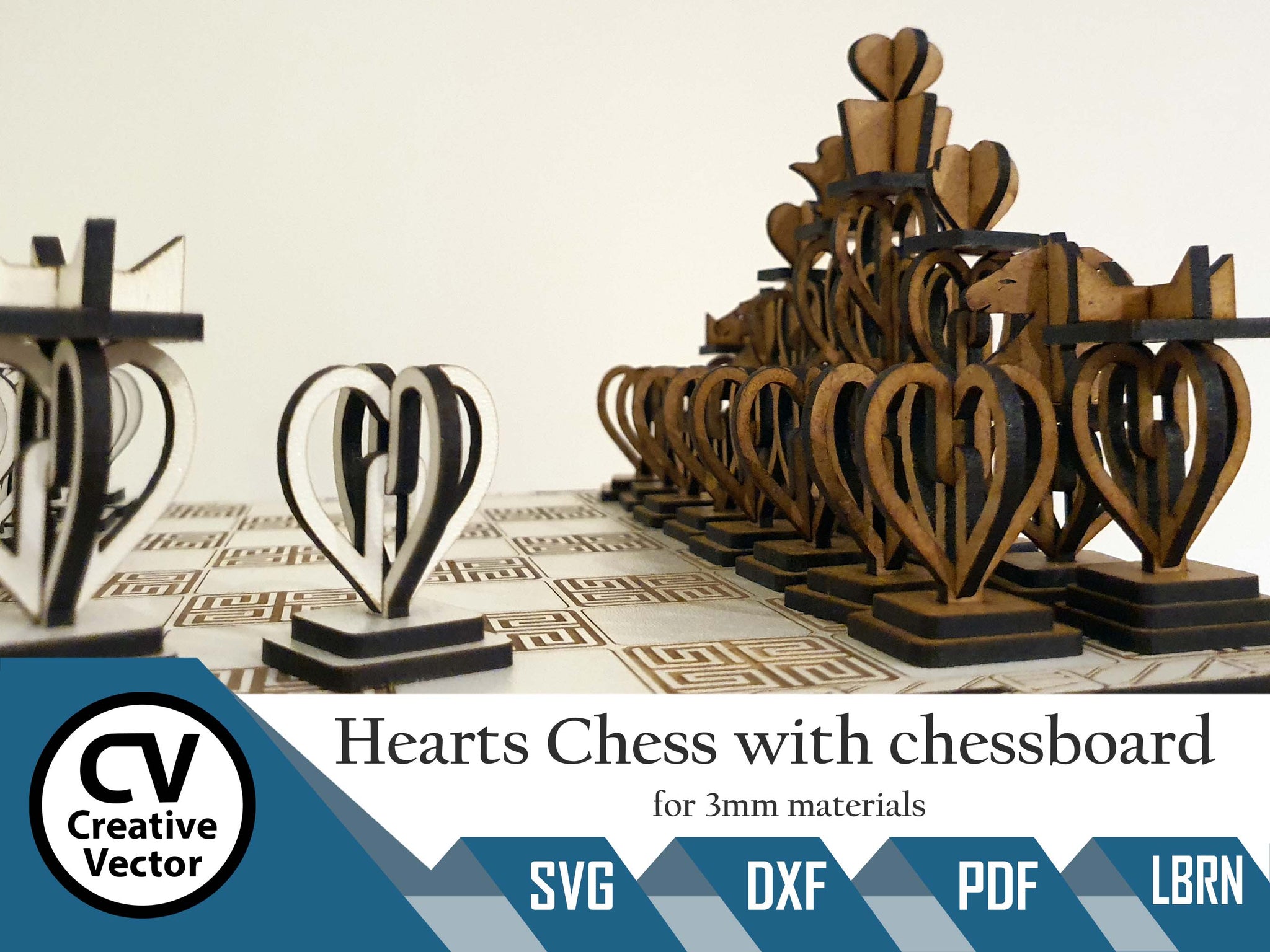 Hearts Chess with chessboard – Creative Vector
