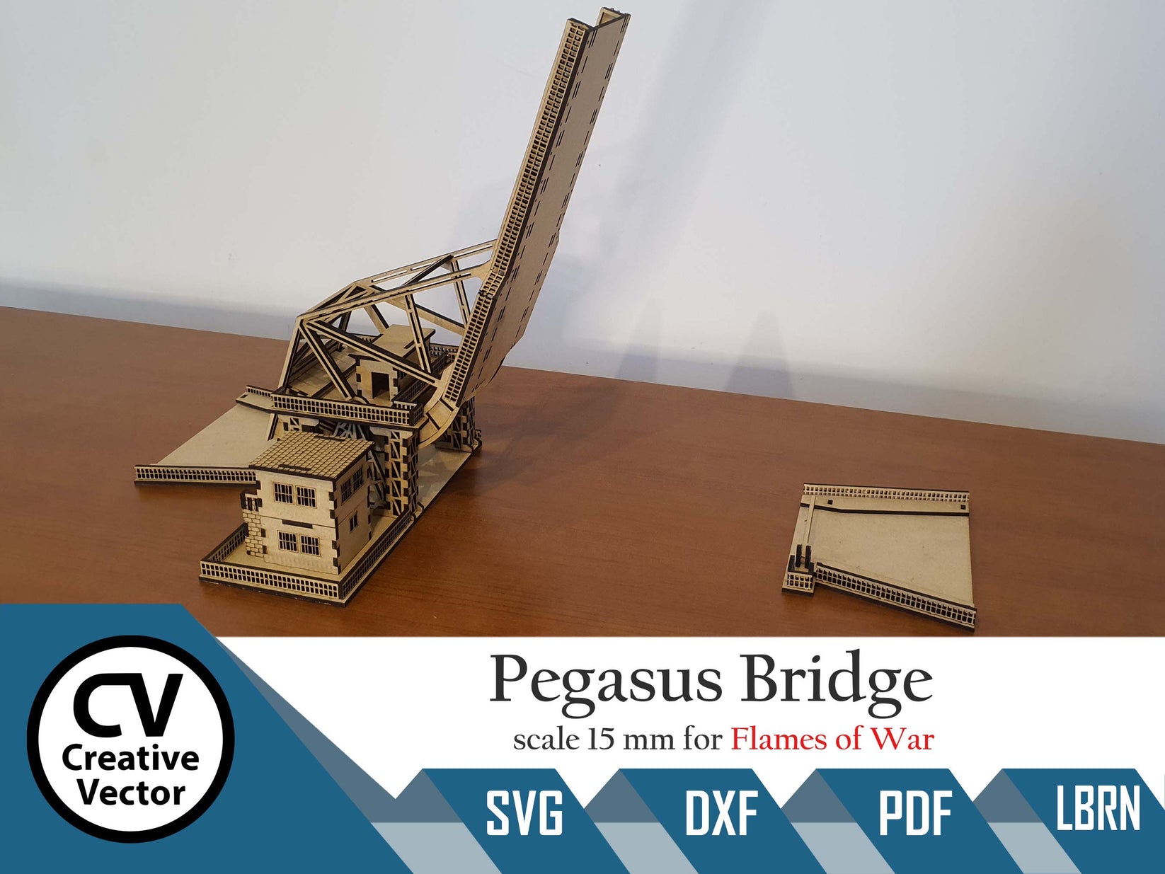 Pegasus Bridge in scale 15mm (1:100 / 1:87 / H0) for game Flames of Wa ...