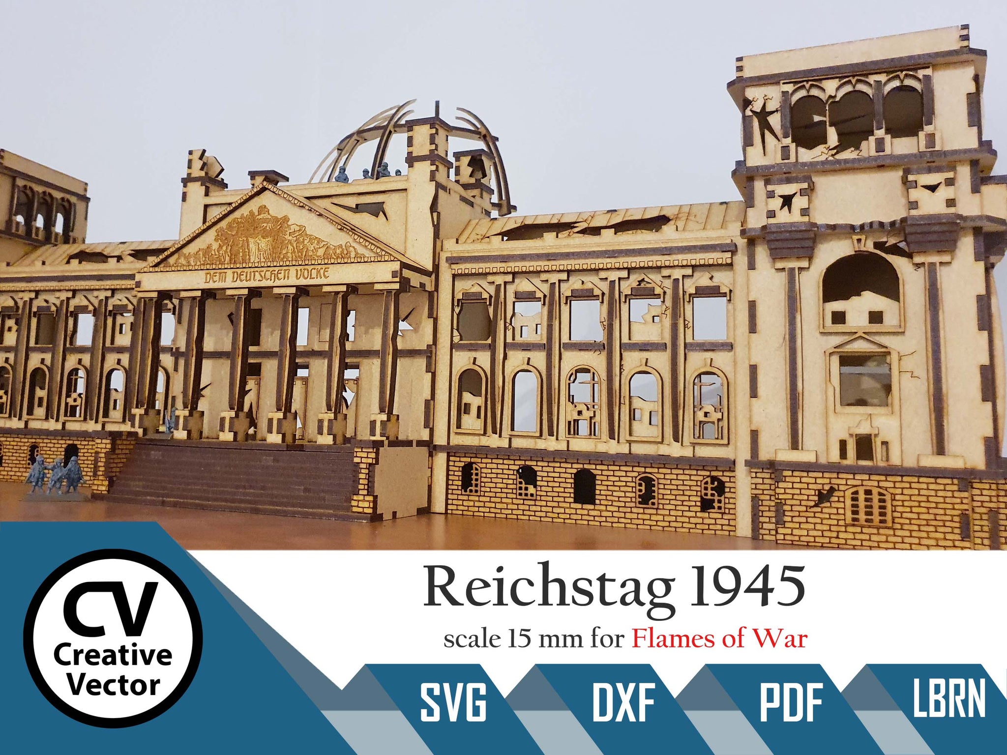 Reichstag 1945 in scale 15mm (1:100 / 1:87 / H0) for game Flames of Wa ...