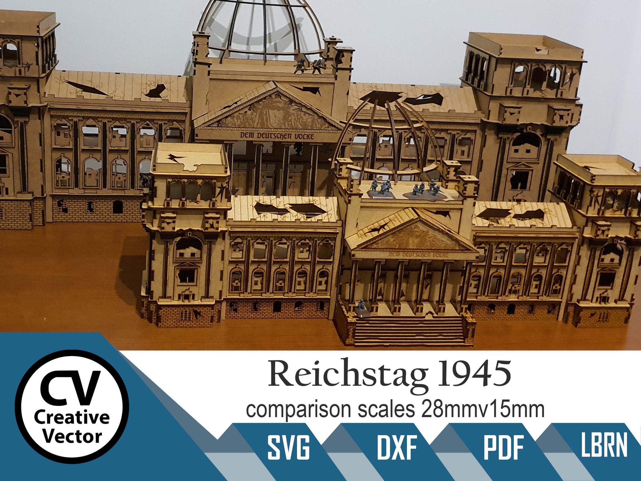 Reichstag 1945 in scale 15mm (1:100 / 1:87 / H0) for game Flames of Wa ...