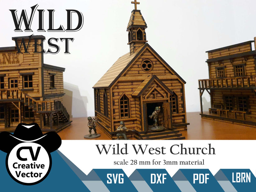 Wild West Church in scale 28mm for Wargamers – Creative Vector